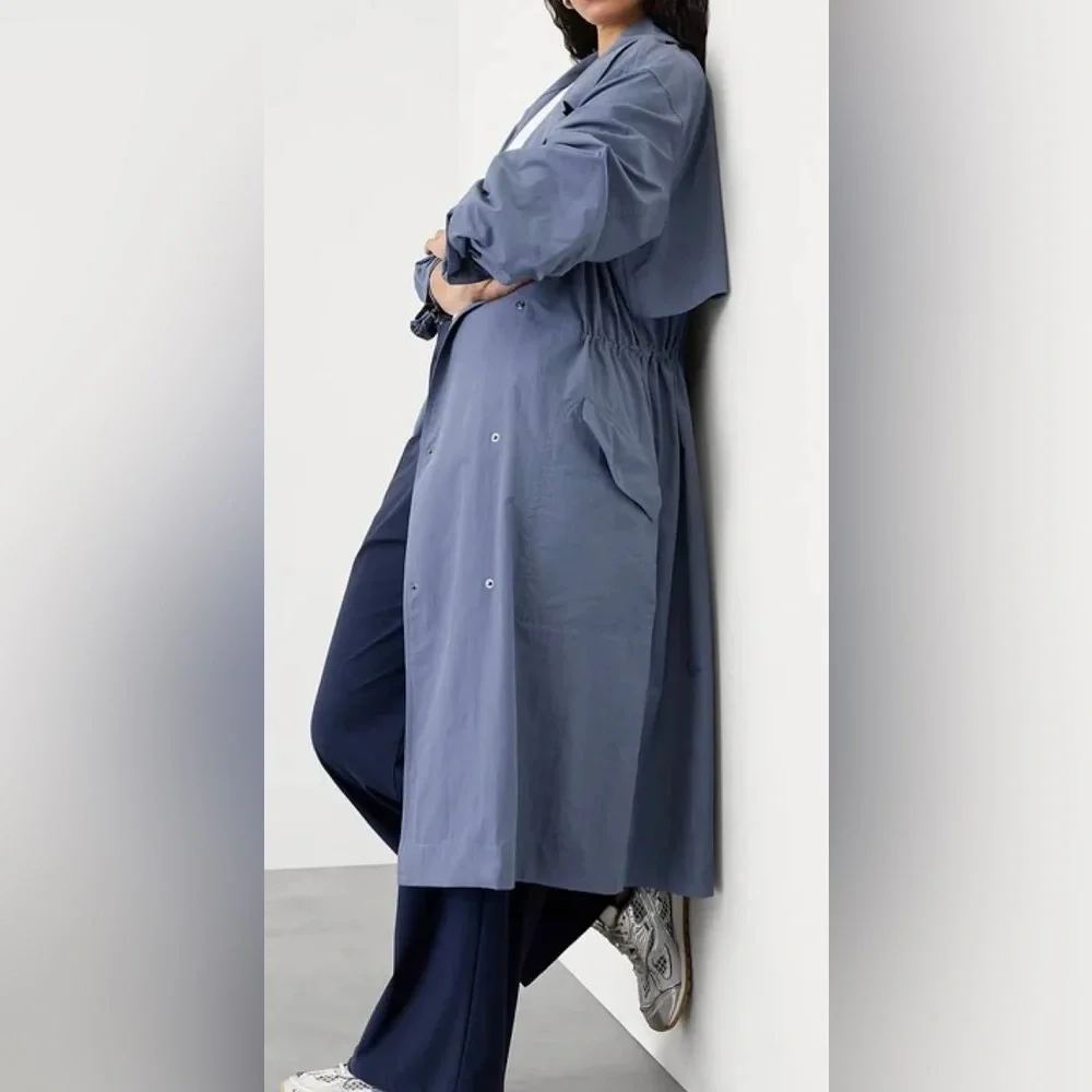 Jackets & Coats | Nwt Athleta Luna Trench Coat Shadow Blue Oversized ...